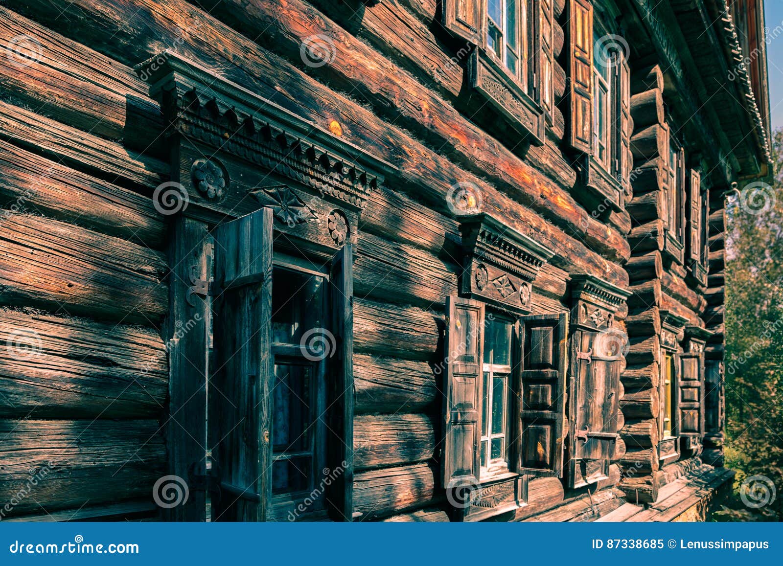 The Sample Ordinary Ancient Russian Farm. View from and Outside Stock ...