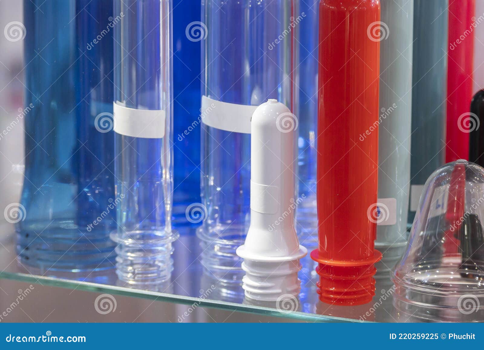 The Sample Of Preform Shape Of Plastic Bottles . Stock Photo ...