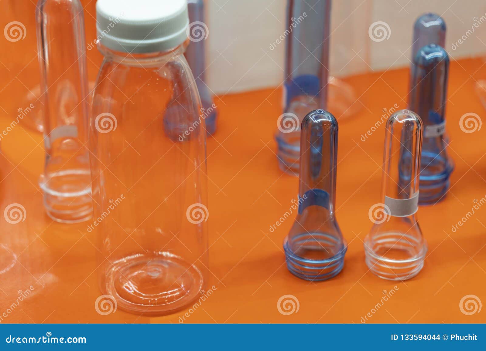 The Sample Of Preform Shape Of Plastic Bottles . Stock Photo ...
