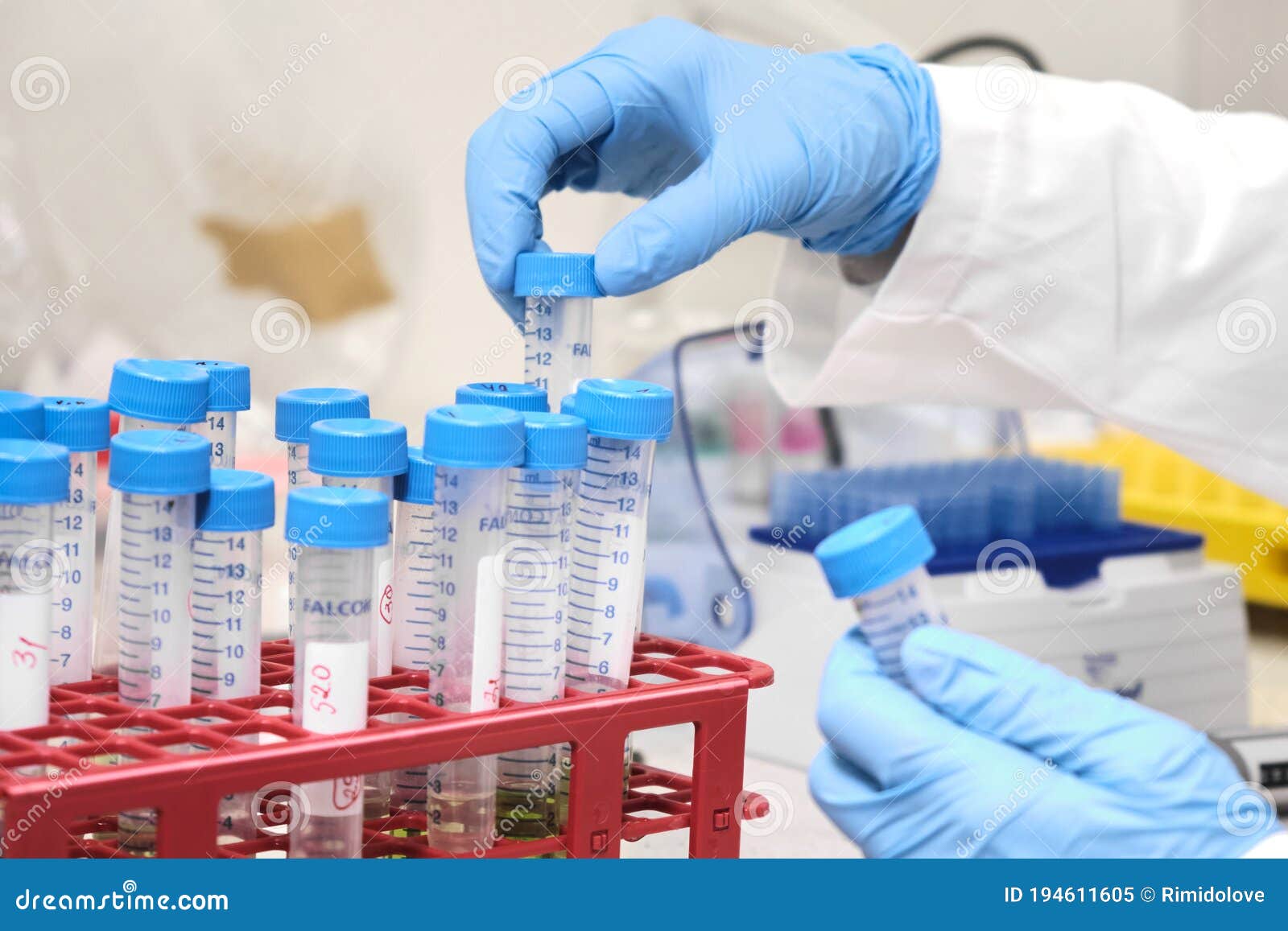 Sample Preparation Process by Analytical Chemist. Close Up Womans Hand ...
