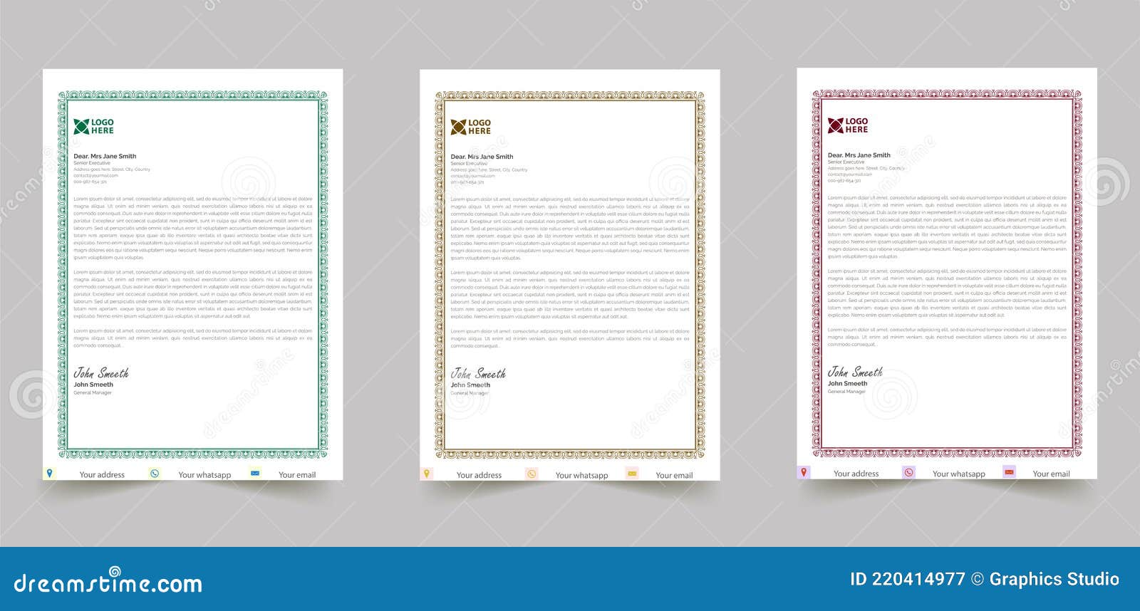 Sample And Professional Letterhead Template Cartoon Vector ...