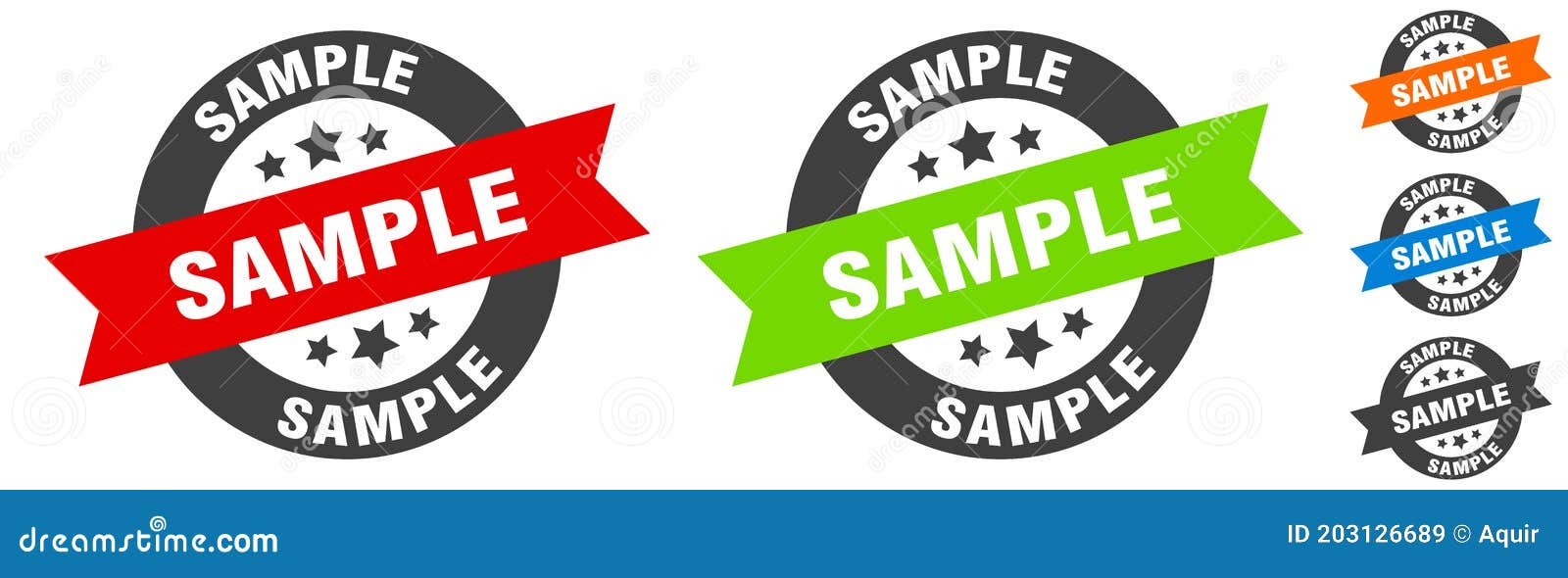Sample Stamp. Sample Round Ribbon Sticker. Tag Stock Vector ...