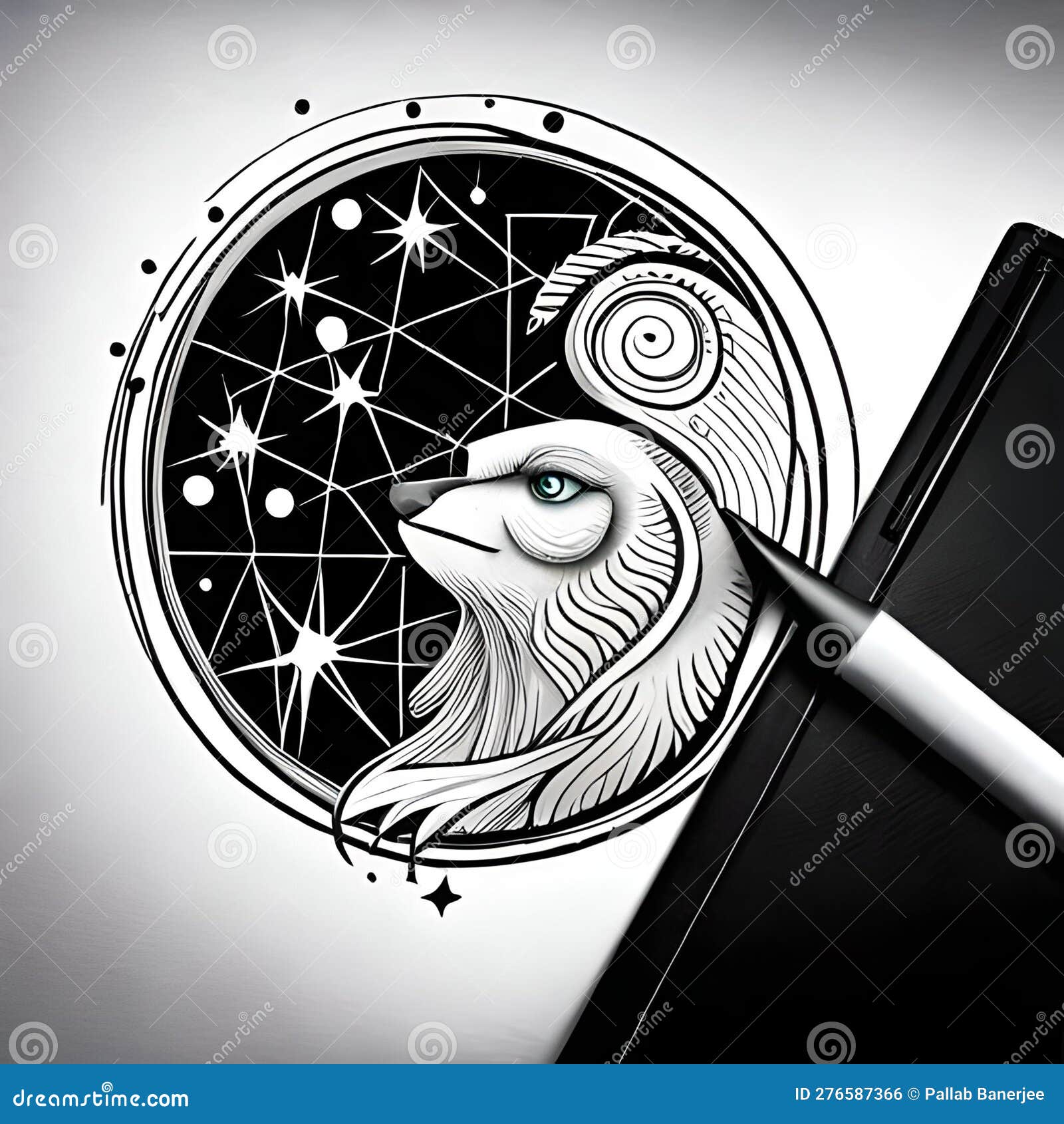 Tattoo Design Template on Monochrome Theme Stock Illustration ...