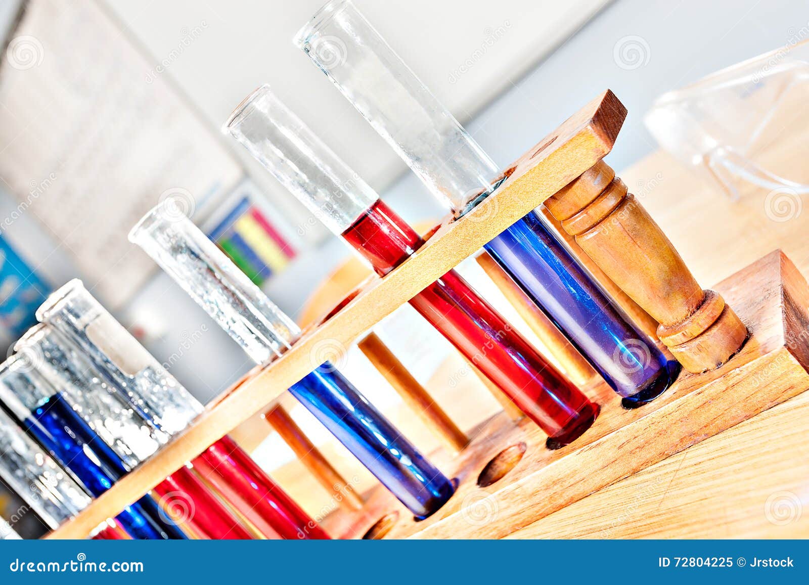 Sample Test Tubes with Liquid in a Wooden Rack Stock Image - Image of ...