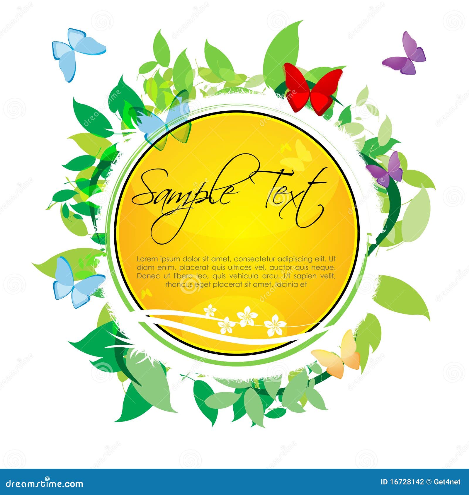 Sample Text in Floral Frame Stock Illustration - Illustration of ...