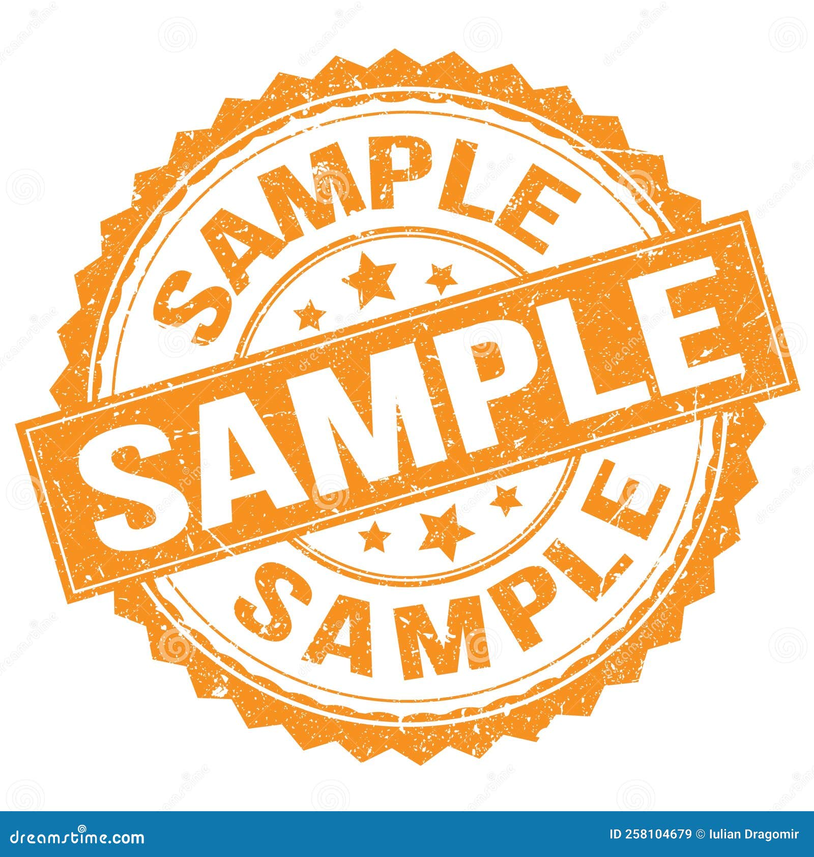 SAMPLE Text on Orange Round Stamp Sign Stock Illustration ...