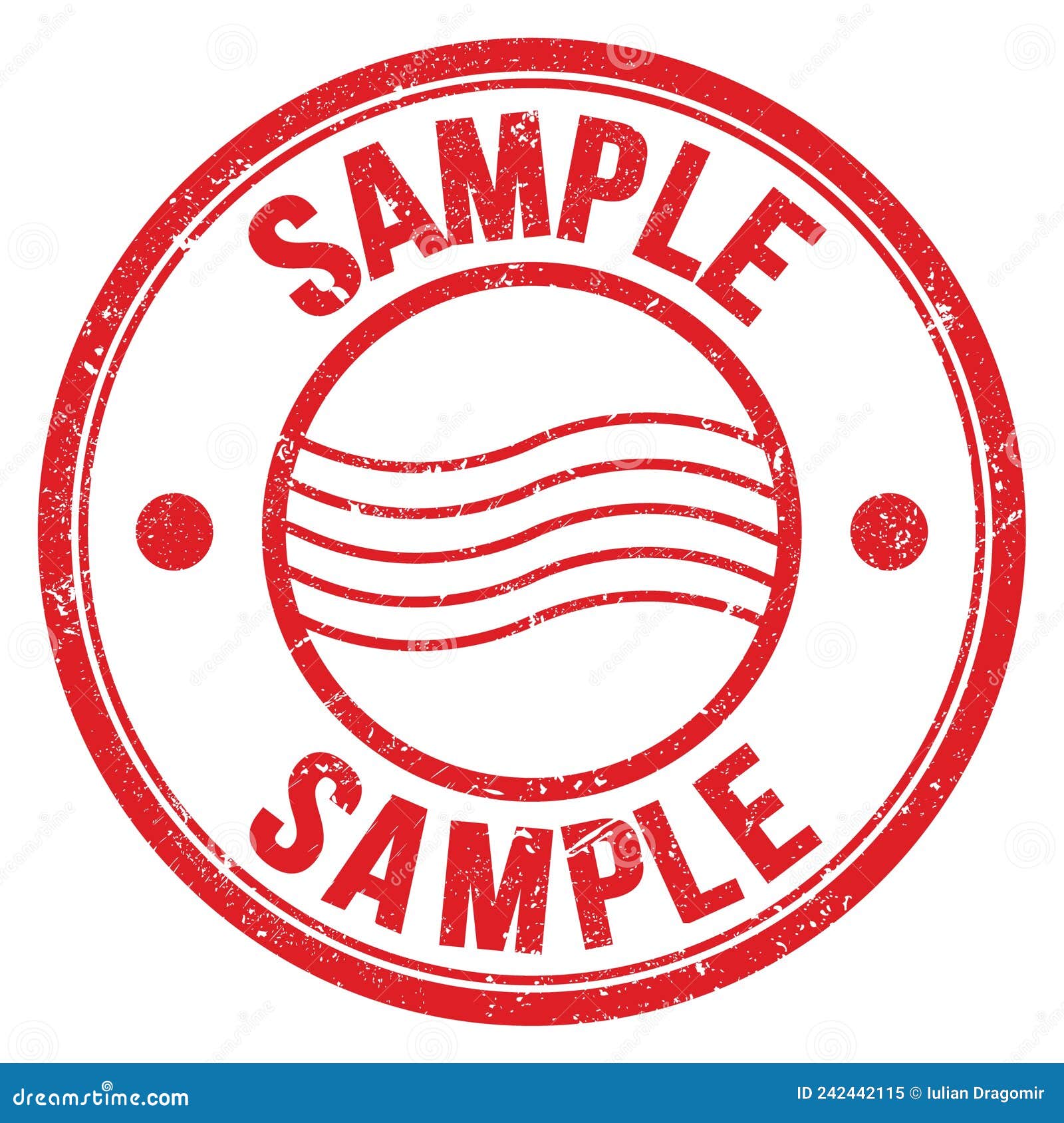 SAMPLE Text Written on Red Round Postal Stamp Sign Stock Illustration ...