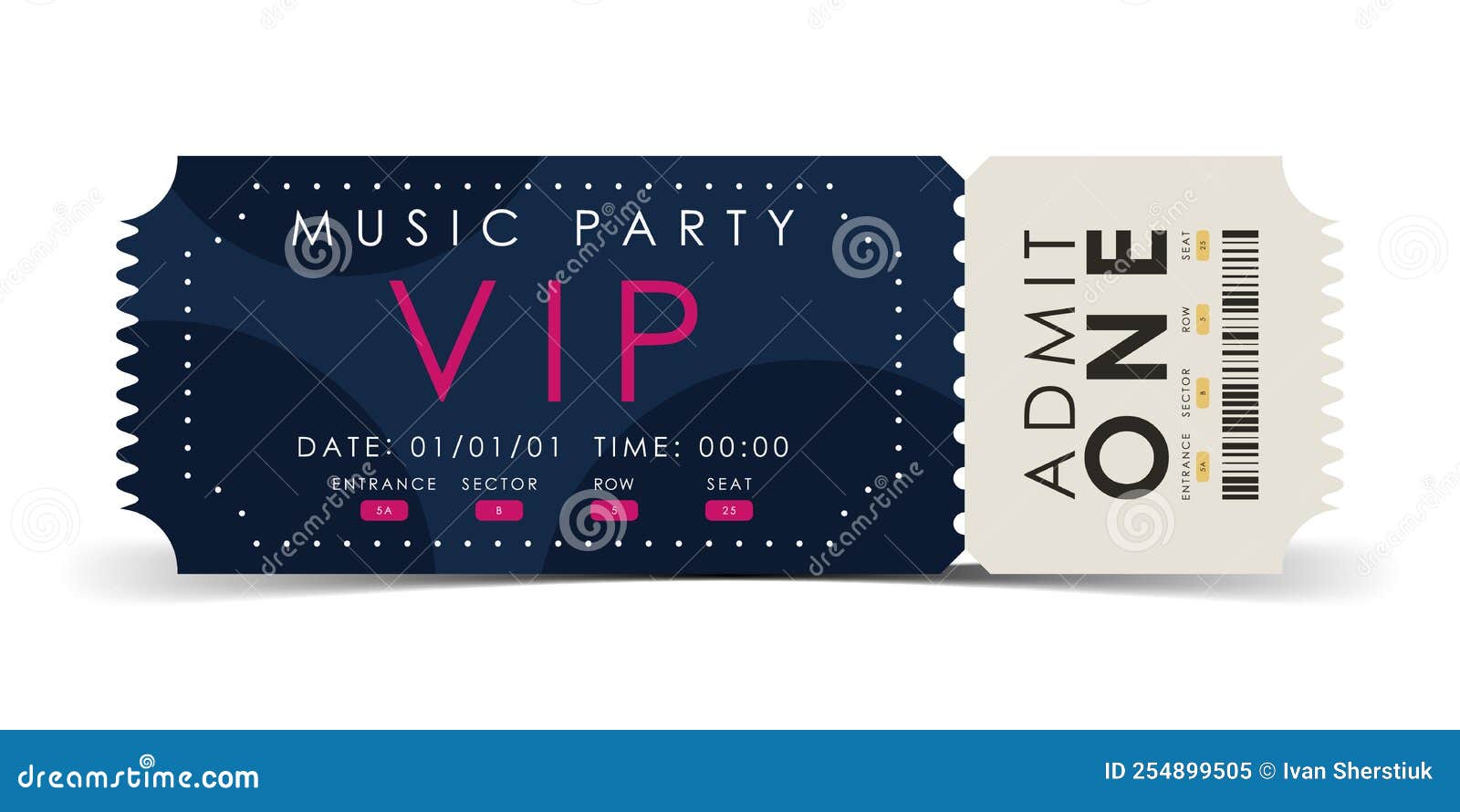 Sample Ticket for a Musical Concert. Ticket Design Template. Vector ...