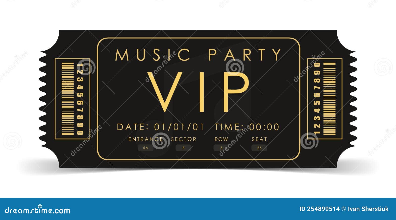 Sample Ticket for a Musical Concert. Ticket Design Template. Vector ...