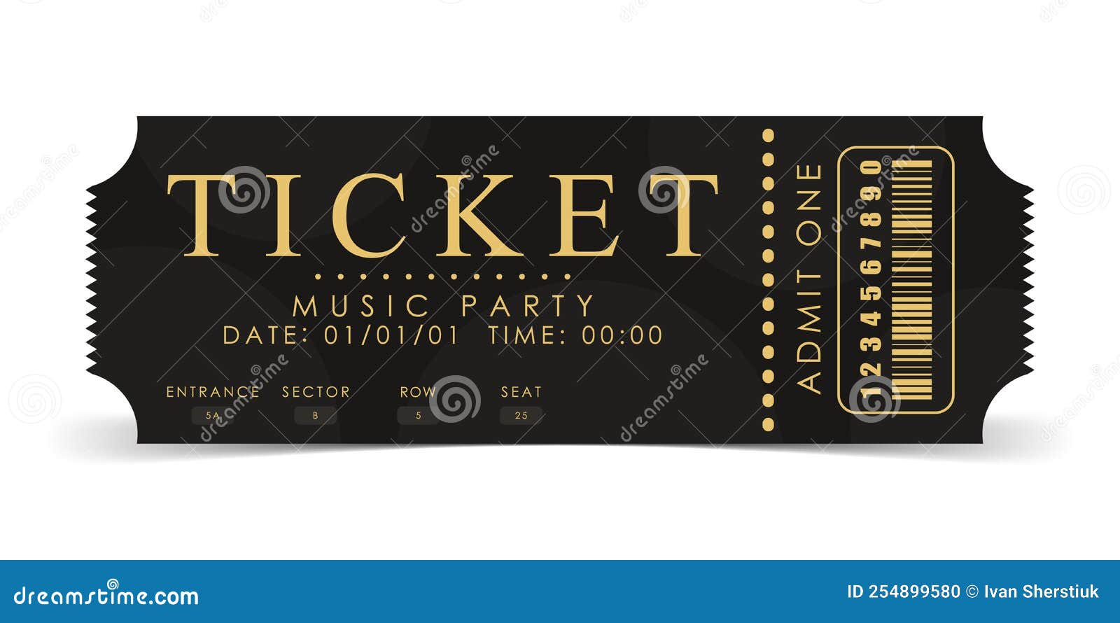Sample Ticket for a Musical Concert. Modern Ticket Card Illustration ...