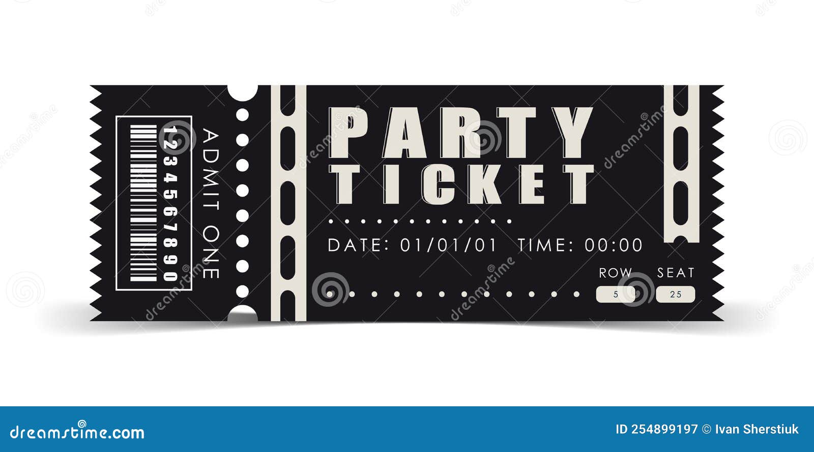Sample Ticket To Enter the Party. Modern Ticket Card Template. Vector ...