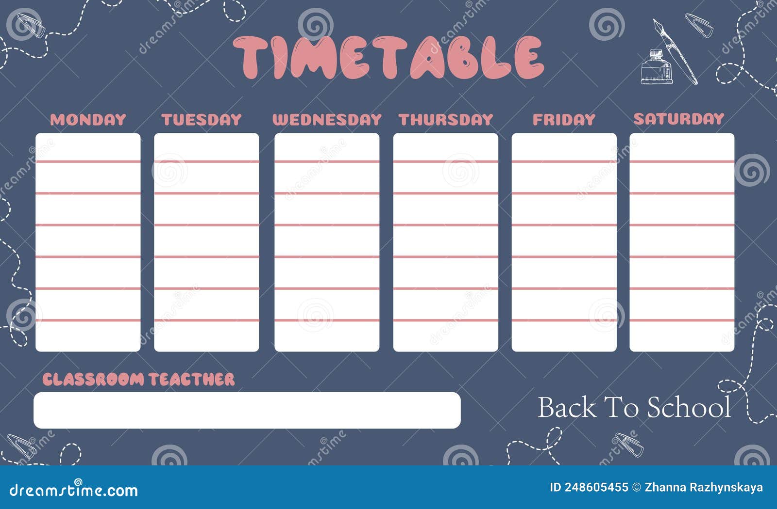 Sample Timetable for Elementary School. Schoolboy Weekly Planner ...