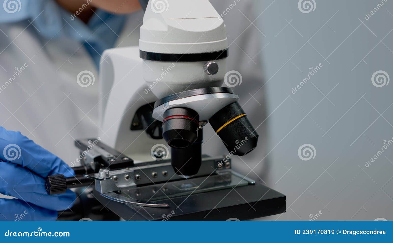 Sample Tray of Scientific Microscope in Laboratory Stock Image - Image ...
