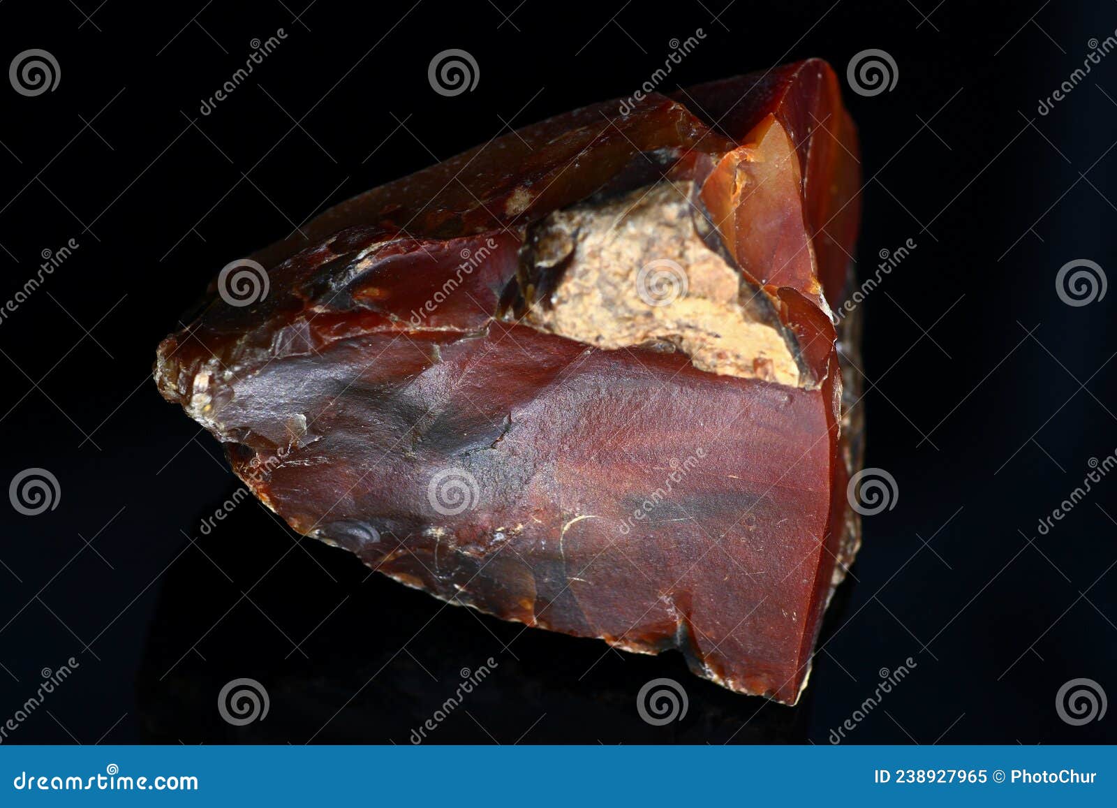 Sample of an Untreated Red Flint with a Conchoidal Fracture Stock Image ...