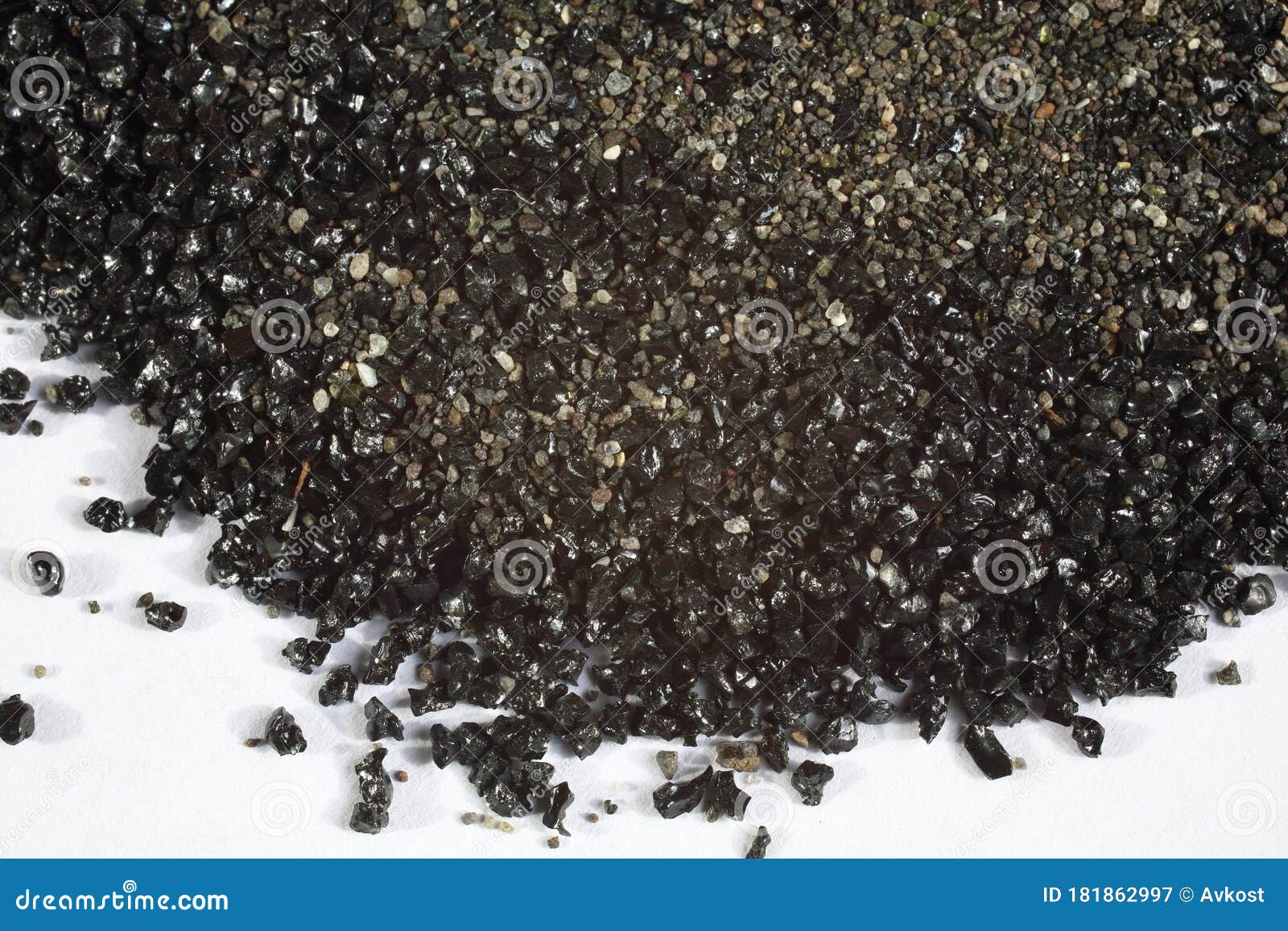 Sample of Volcanic Black Sand on White Background Stock Image - Image ...