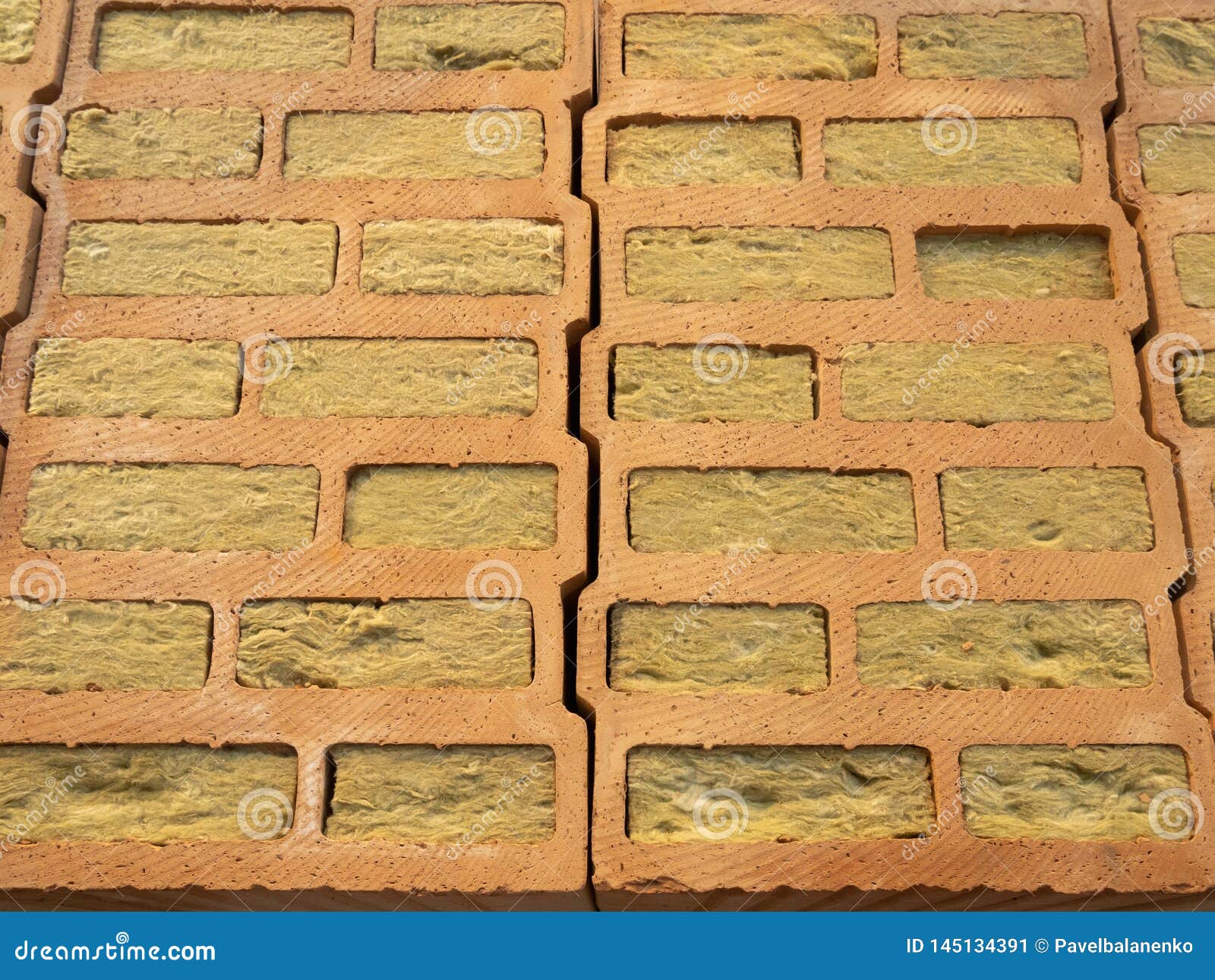 Sample of Wall Made of Hollow Bricks with Mineral Wool Stock Image ...