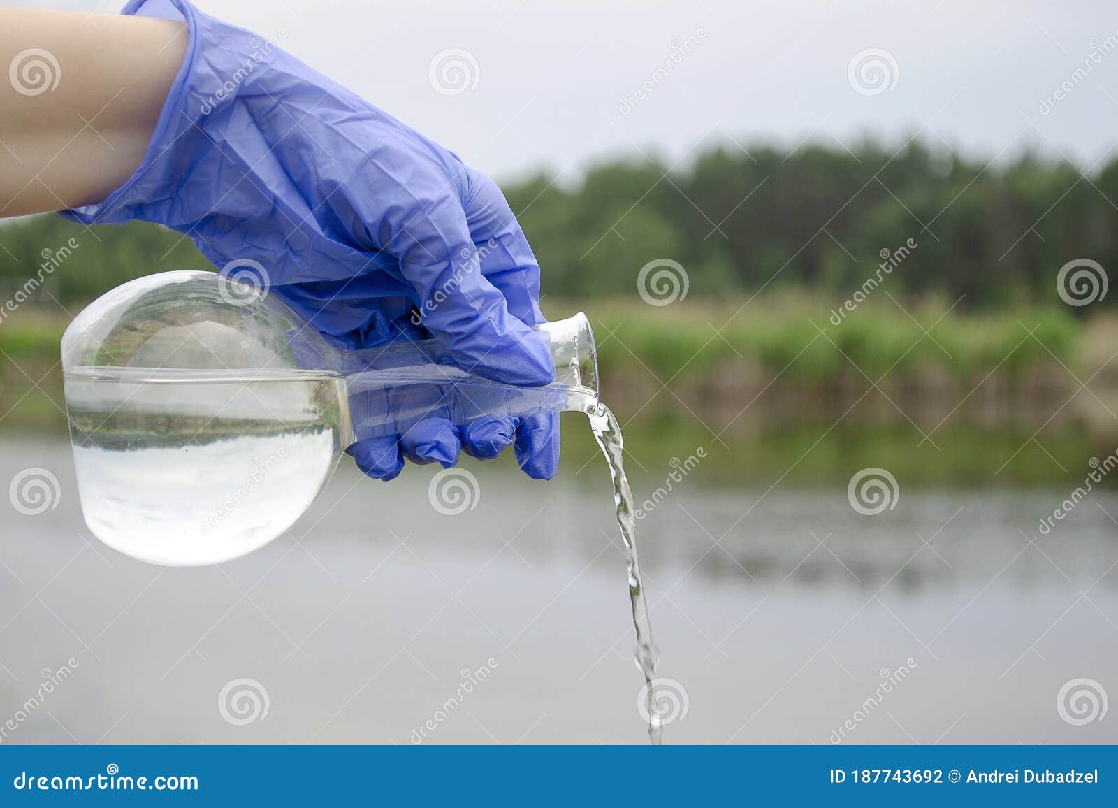 Sample of Water from a Lake, River. Water Sampling by a Laboratory ...