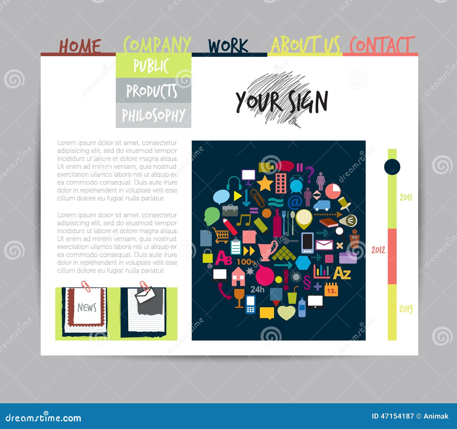 Sample web page. stock vector. Illustration of design - 47154187