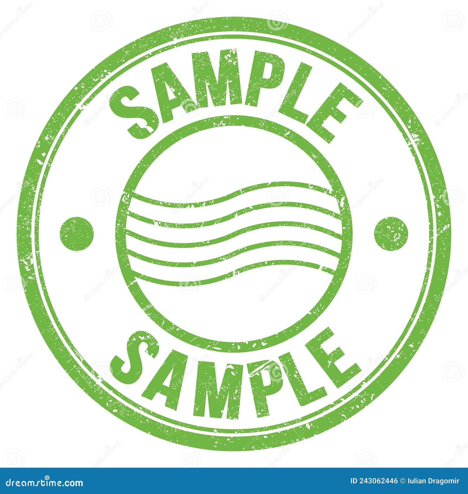 SAMPLE Text Written on Green Round Postal Stamp Sign Stock Illustration ...