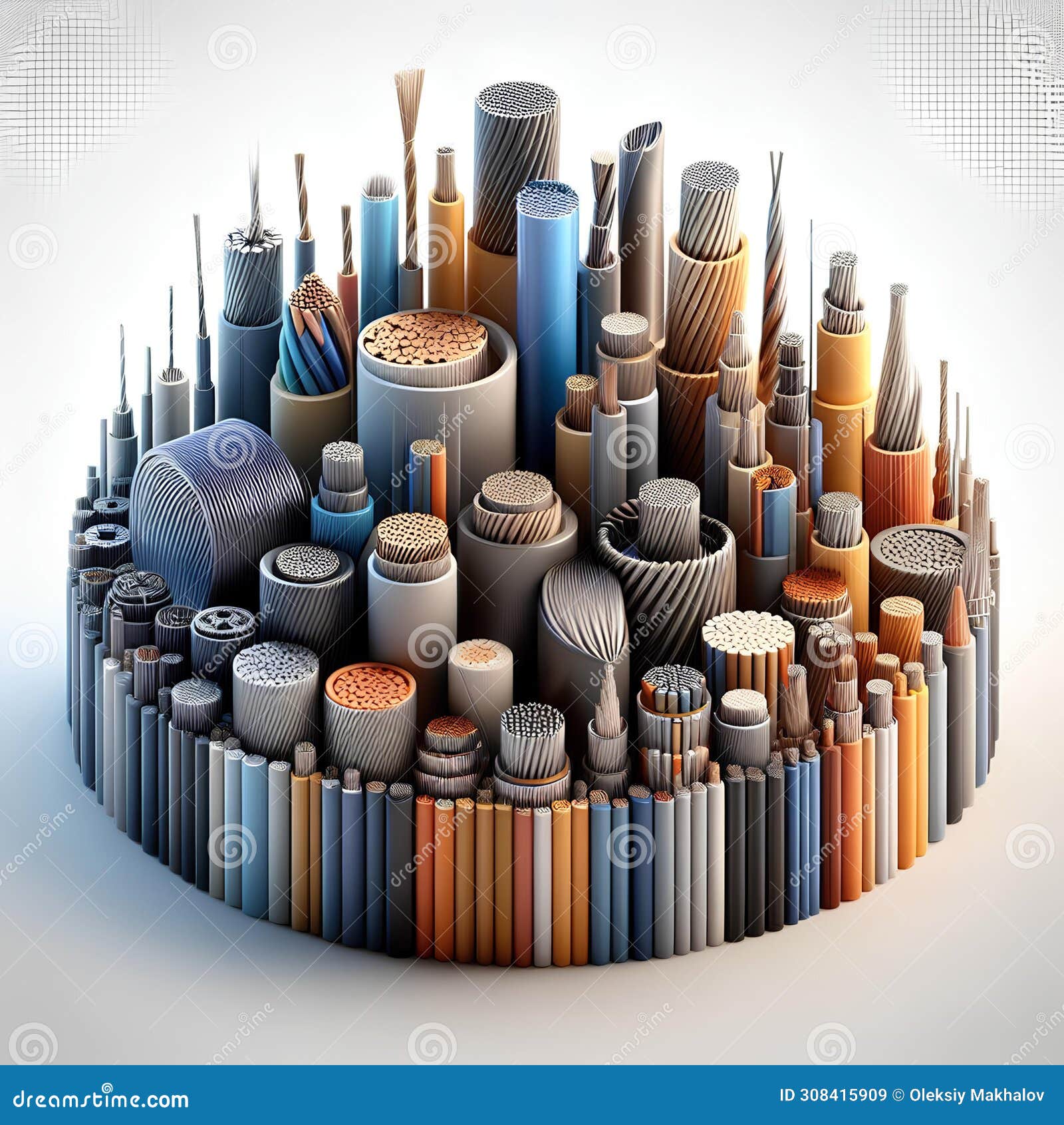Samples of Cables with Views of Their Sections Isolated on a White ...