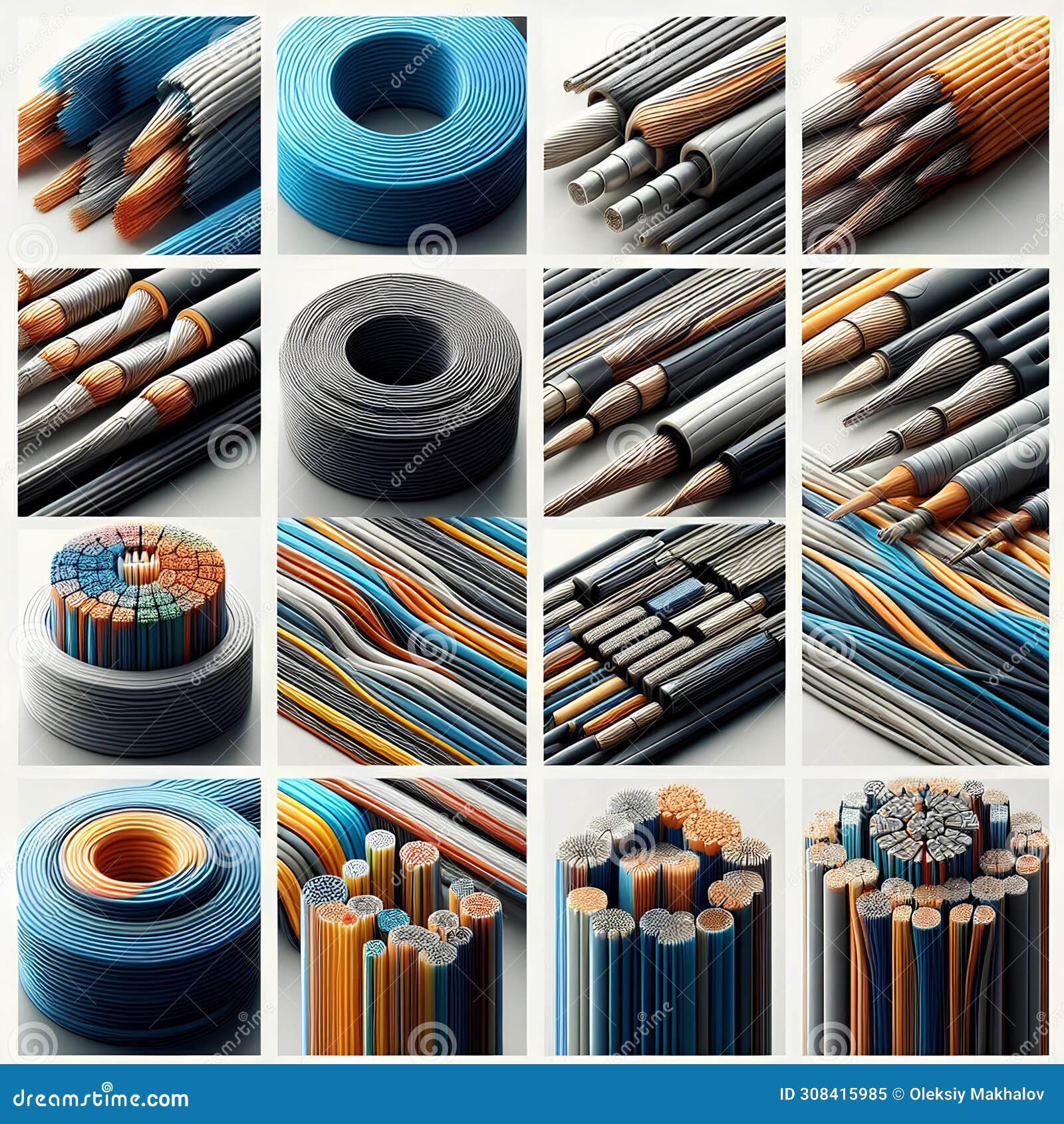 Samples of Cables with Views of Their Sections Isolated on a White ...