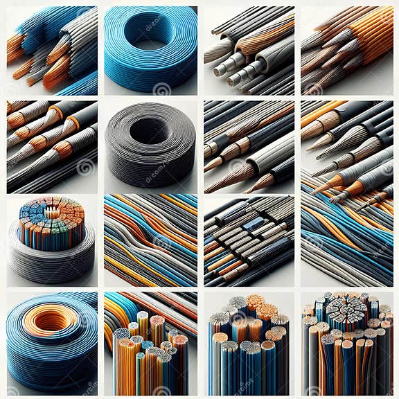 Samples of Cables with Views of Their Sections Isolated on a White ...