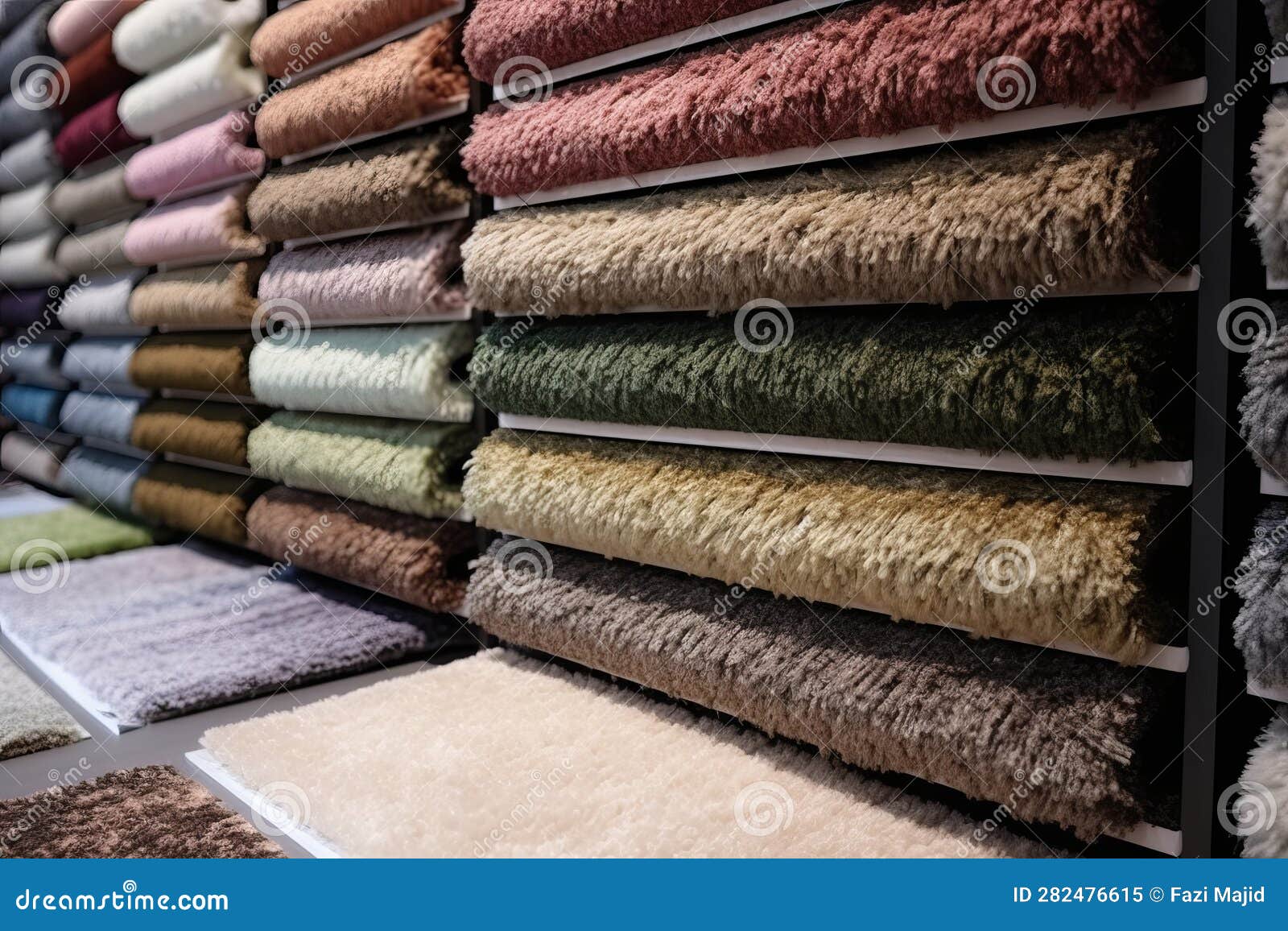 Samples of Carpets of Different Colors on a Stand in a Store or ...
