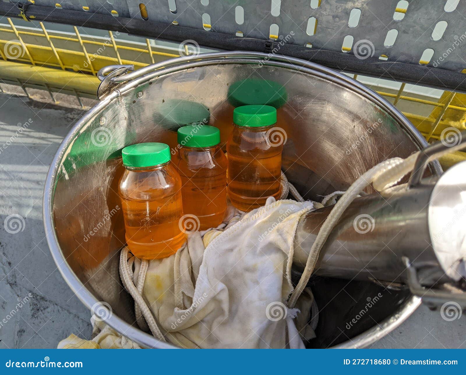 Crude Palm Kernel Oil are in Bottles with Sampling Tools and Stainless ...