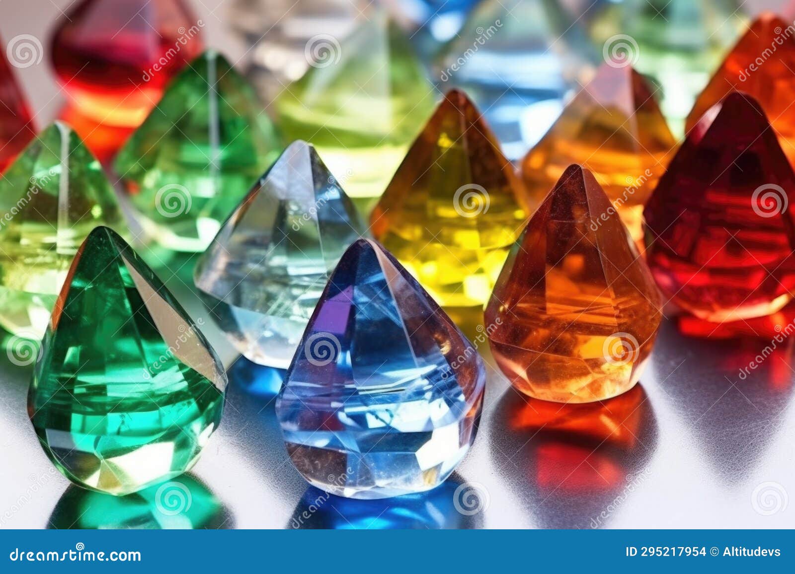 Samples of Cut Gemstones Kept on a Glass Surface Stock Photo - Image of ...