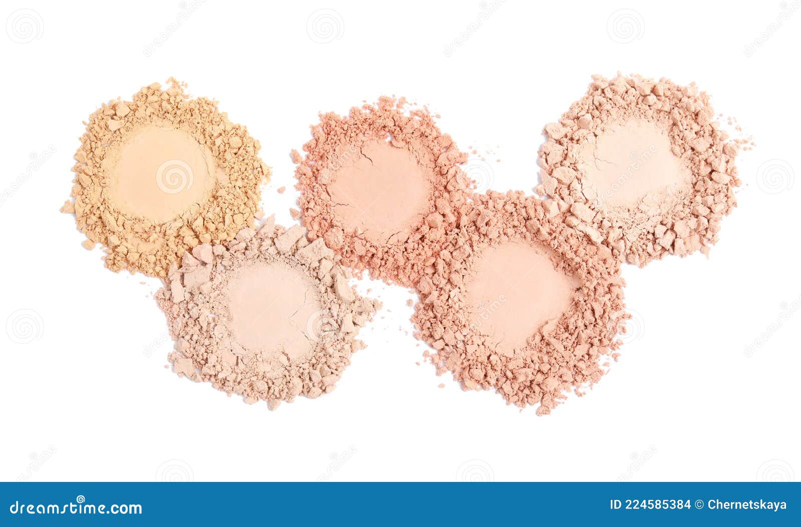 Samples of Different Crushed Face Powders on White, Top View Stock ...