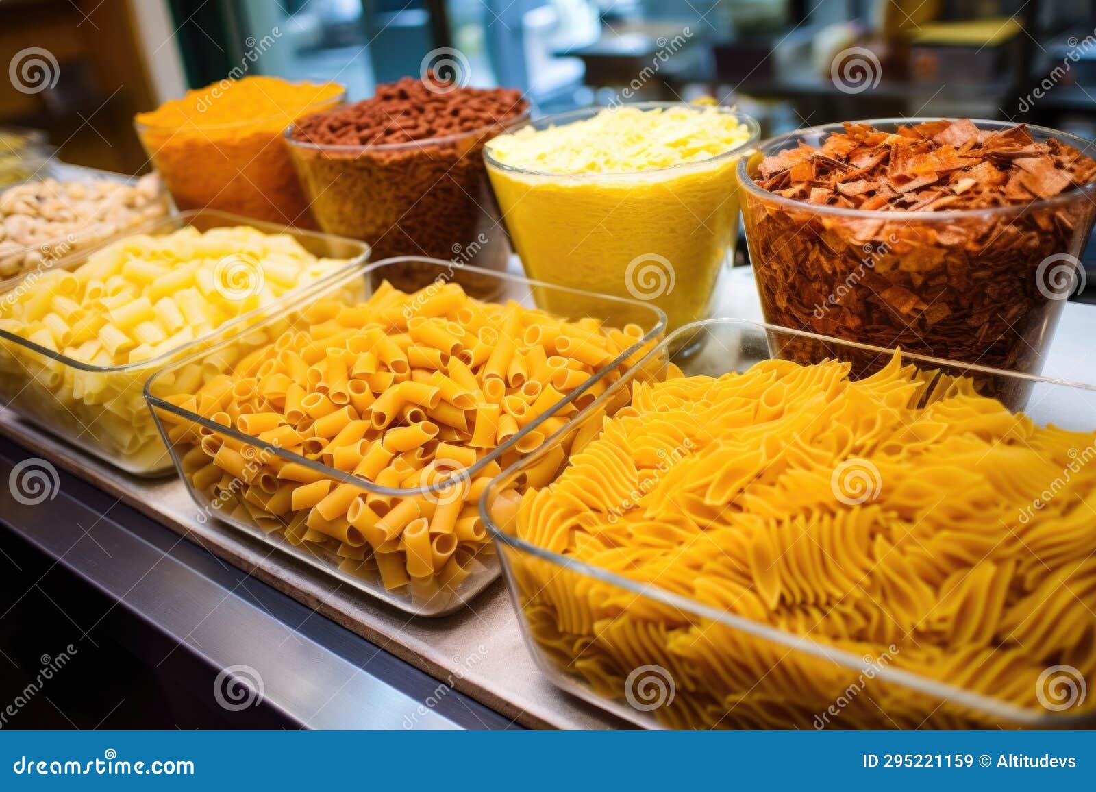Samples of Different Types of Pasta on a Shelf in an Italian Deli Stock ...