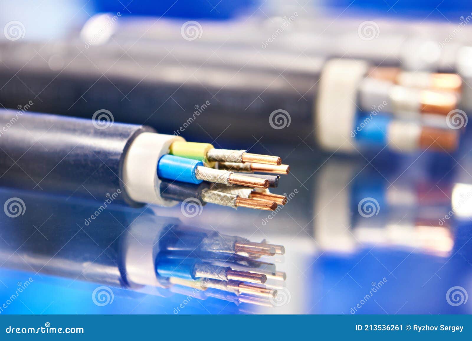 Electric Power Cable in Cut Cross Section Stock Image - Image of ...
