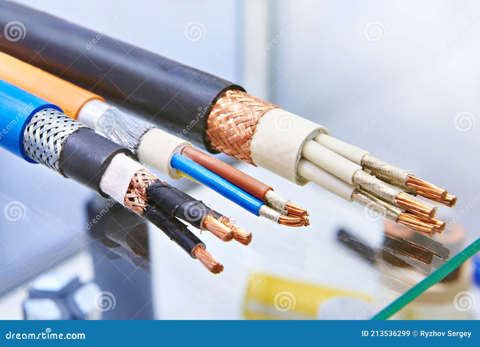 Electric Power Cable in Cut Cross Section Stock Image - Image of ...