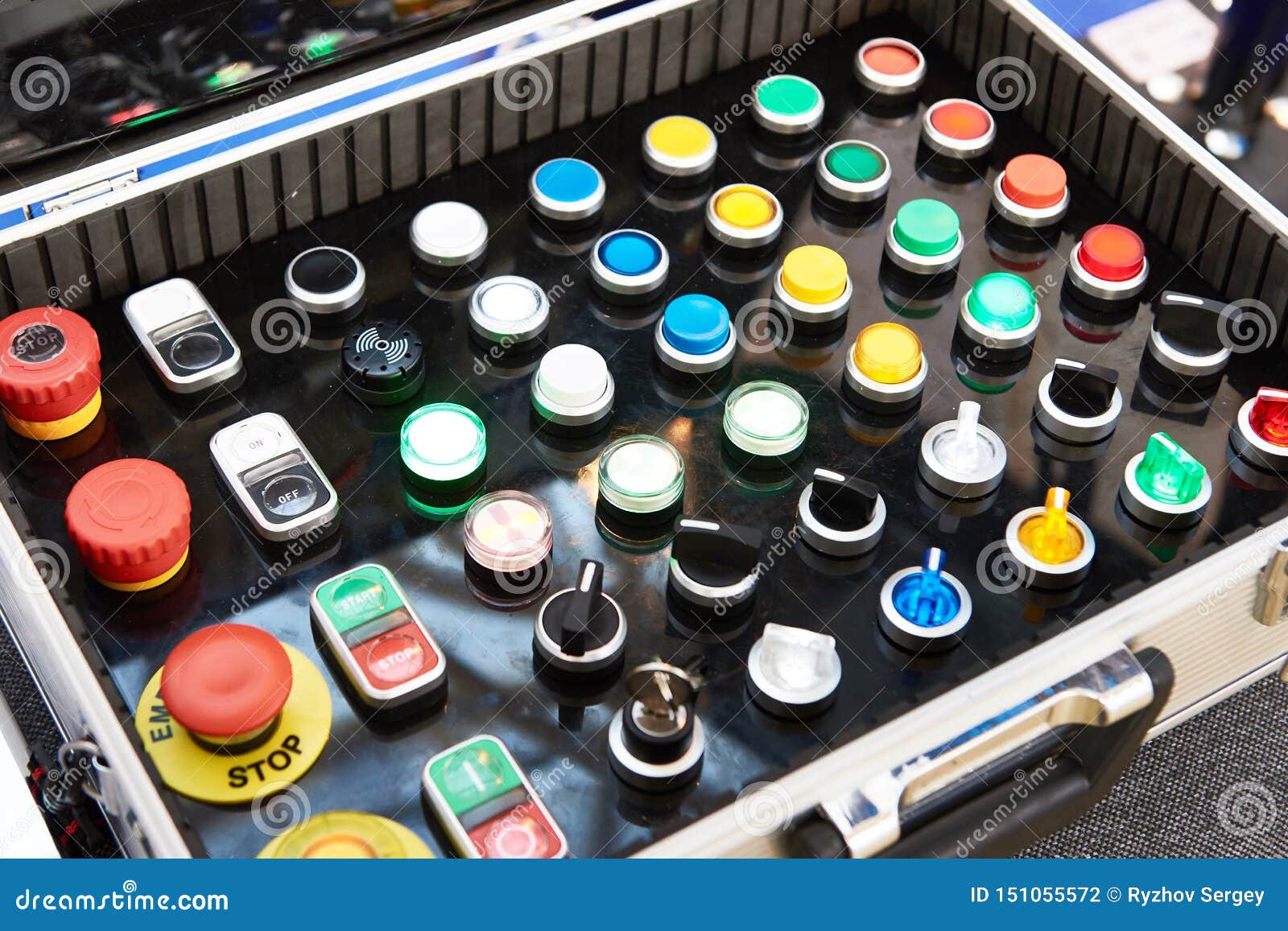 Electrical Buttons Switches in Box Stock Photo - Image of industry ...