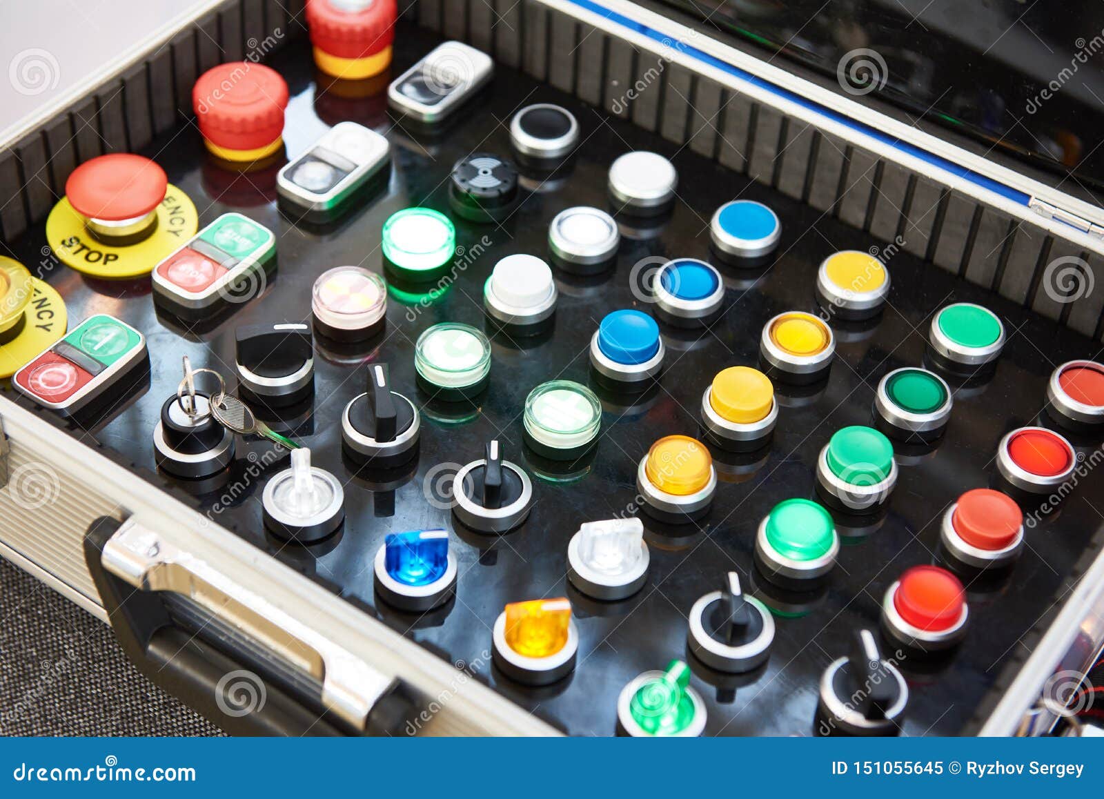 Electrical Buttons Switches in Box Stock Image - Image of electric ...