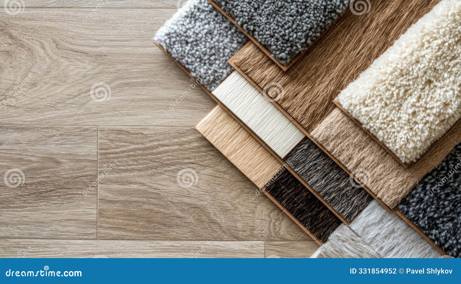 Samples of Interior Material, Wood, on Wooden Table with Blank Space ...