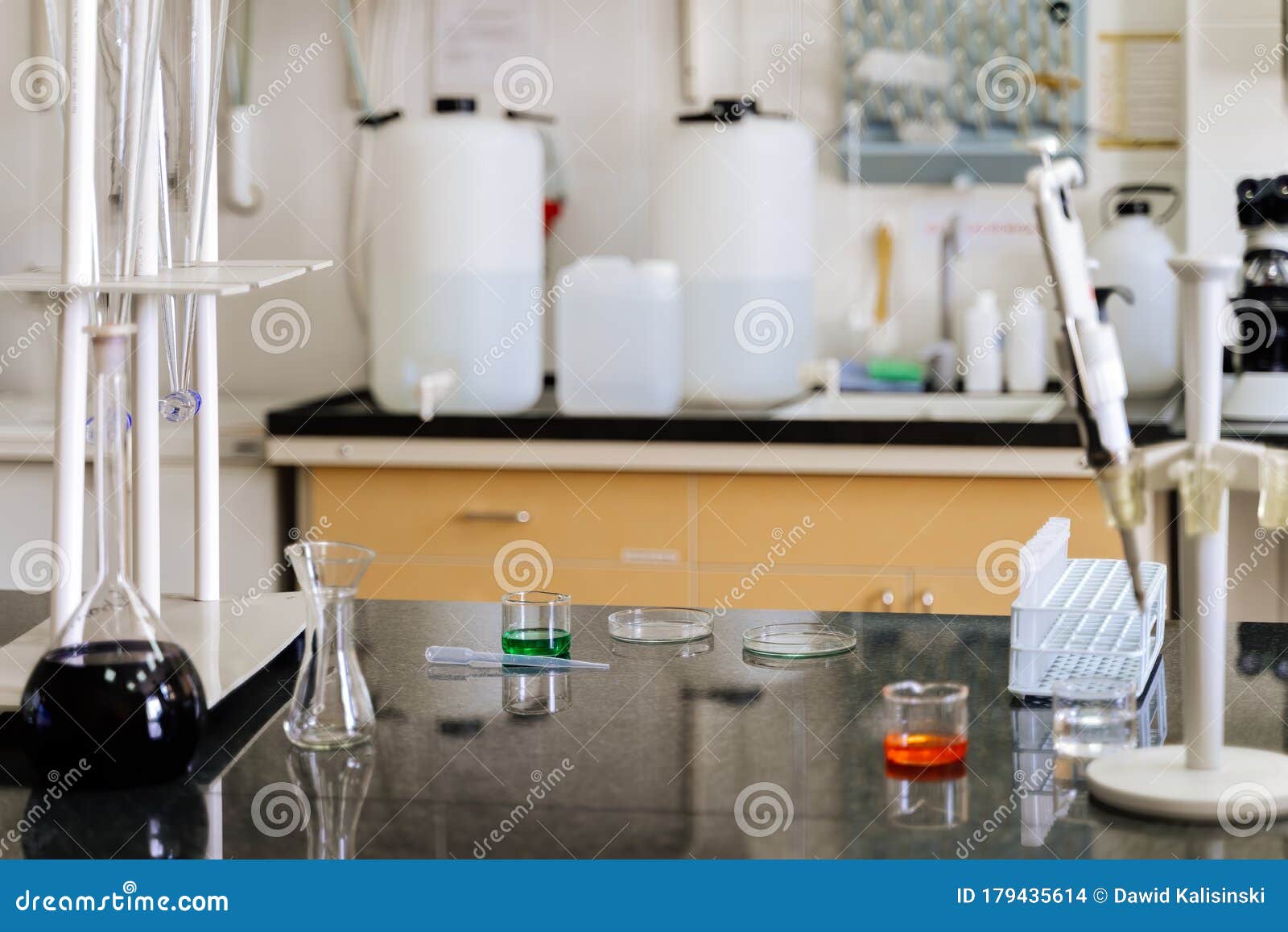 Samples in Lab Glassware Surrounded by Lab Equipment in Hospital ...