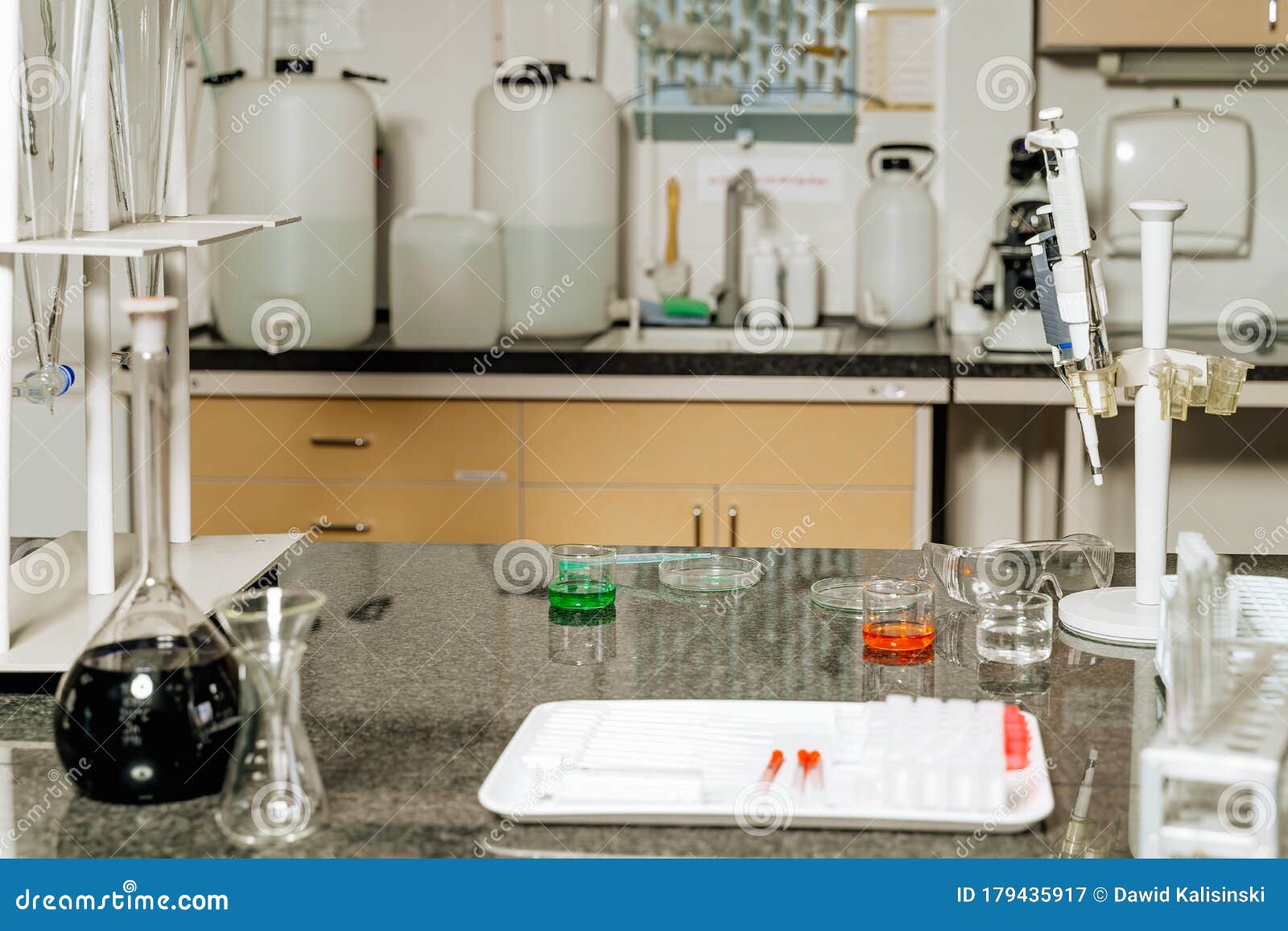 Samples in Lab Glassware Surrounded by Lab Equipment in Hospital ...