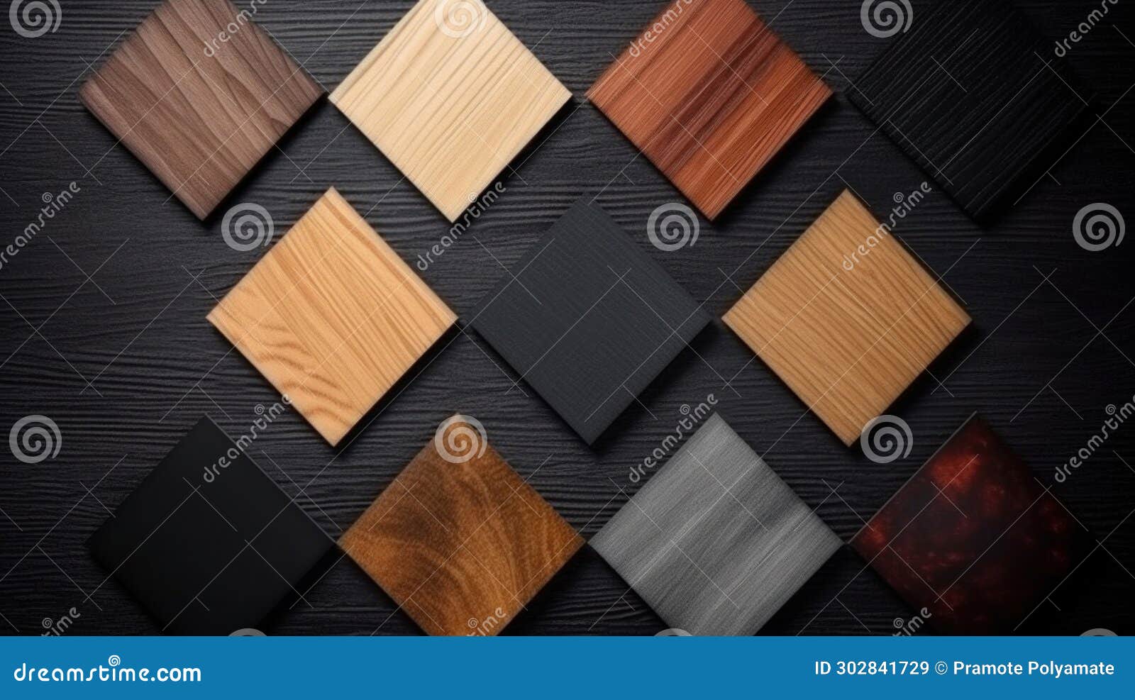 Samples of Laminate and Vinyl Floor Tile on Black Wooden Background ...