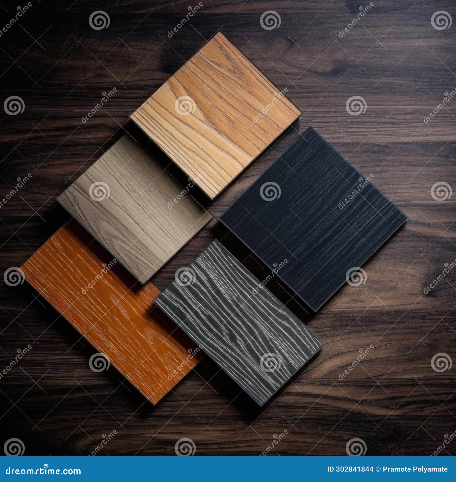 Samples of Laminate and Vinyl Floor Tile on Black Wooden Background ...