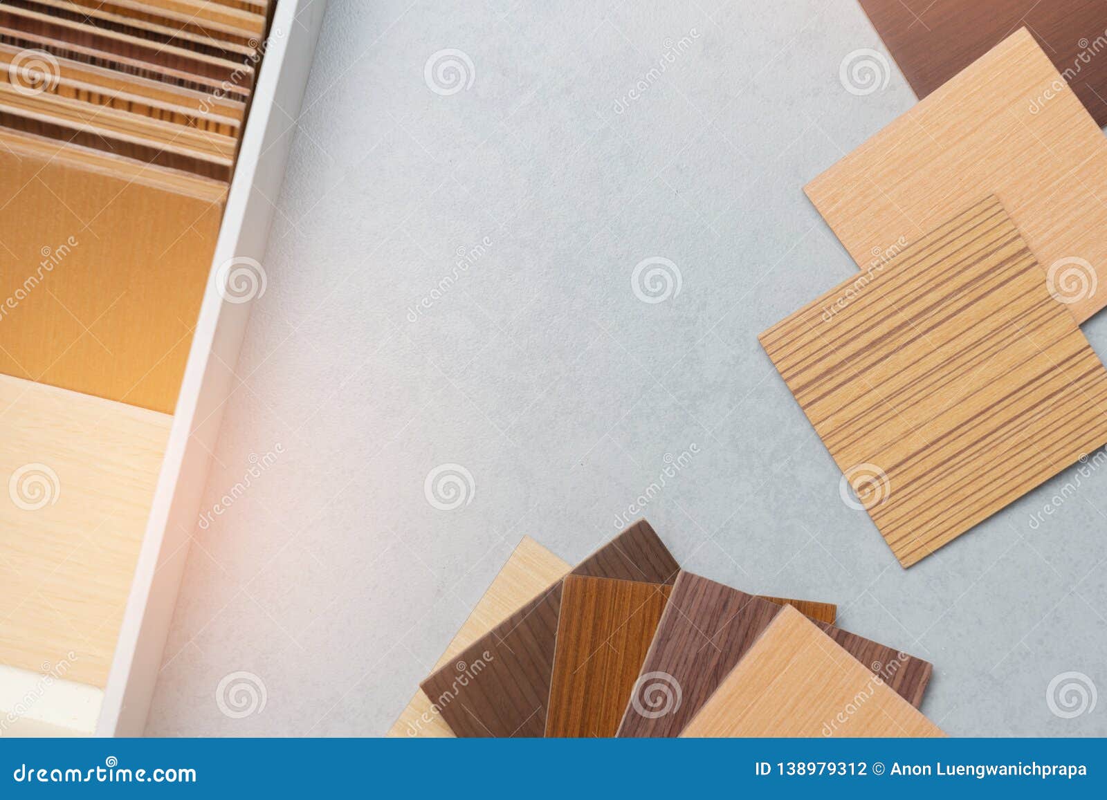 Samples of Material, Wood , on Concrete Table.Interior Design Select ...