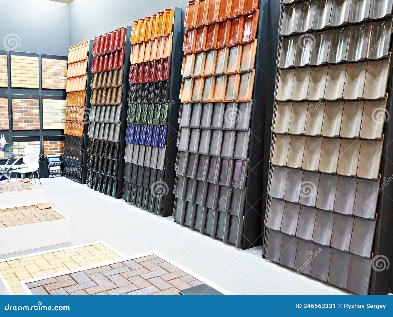 Samples of Metal Tiles Roof in Building Store Stock Image - Image of ...