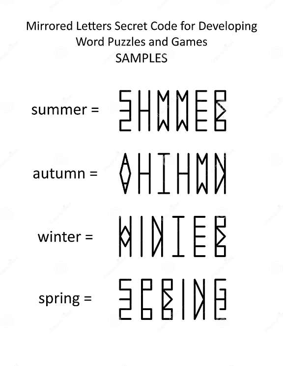 Samples. Mirrored Letters Secret Code for Developing Word Puzzles and ...