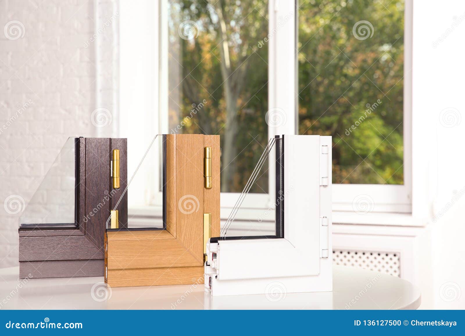 Samples of Modern Window Profiles on Table Indoors Stock Photo - Image ...