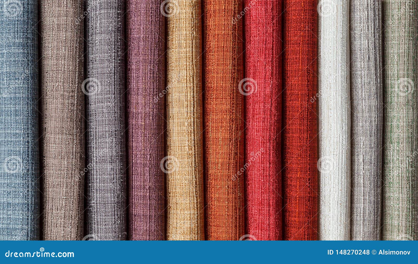 Samples of Multi-colored Fabrics for Curtains Close-up Stock Photo ...