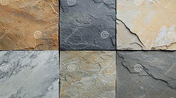 Samples of Natural Slate Stone in Various Colors are Arranged Creating ...