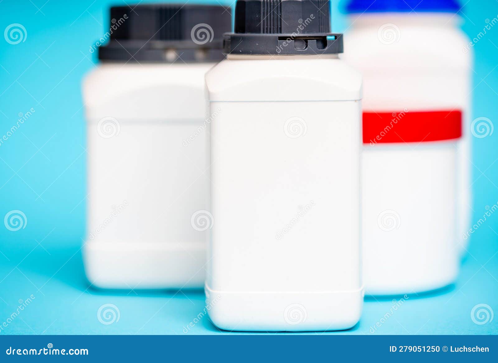 Samples of Plastic Containers for Chemical Reagents Stock Photo - Image ...