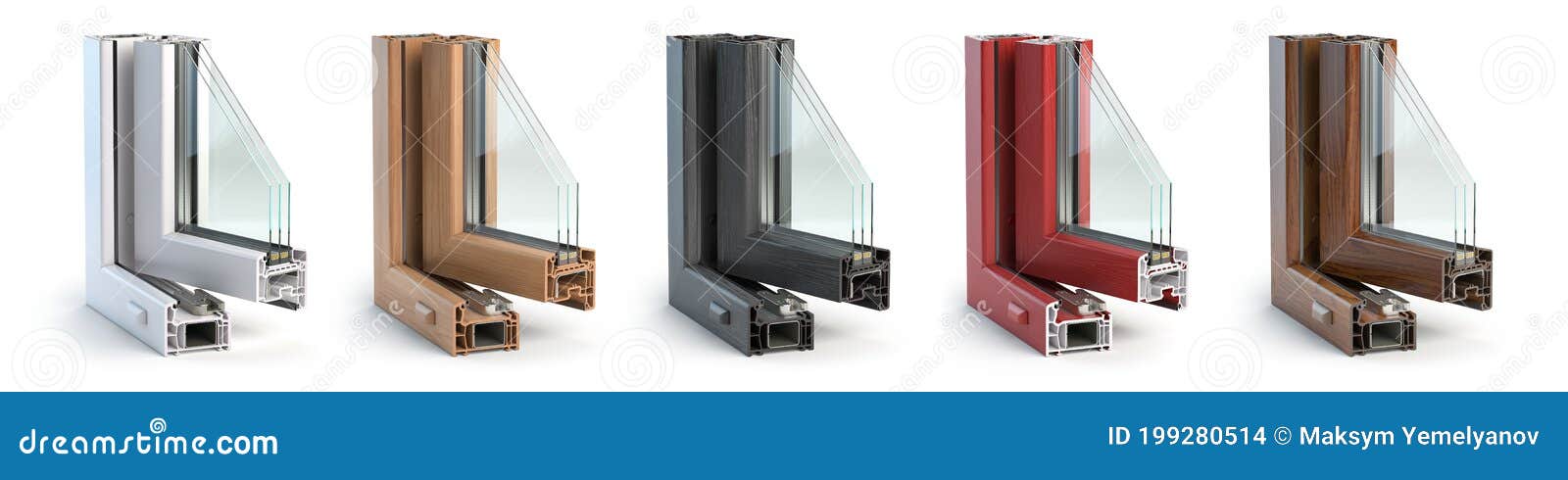 Samples of Plastic Window Profiles PVC of Different Colors in Section ...