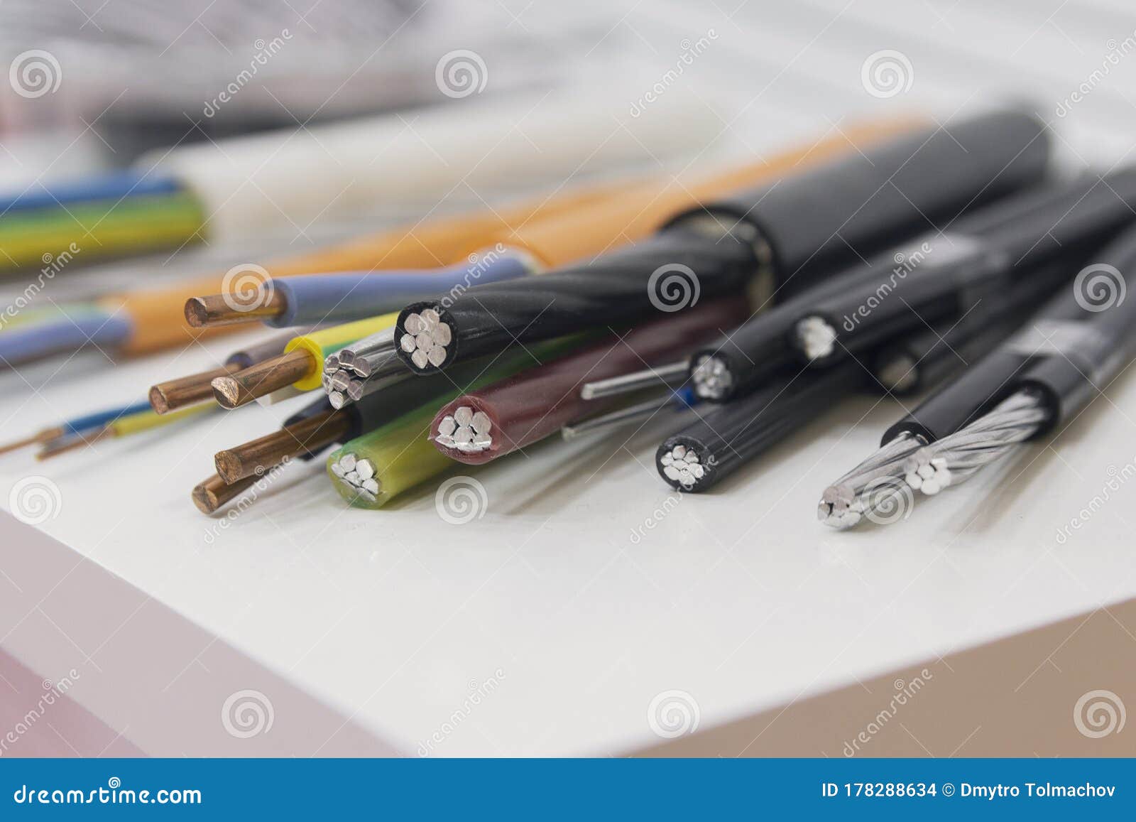 Samples of Power Electrical Cables in the Showroom Stock Photo - Image ...