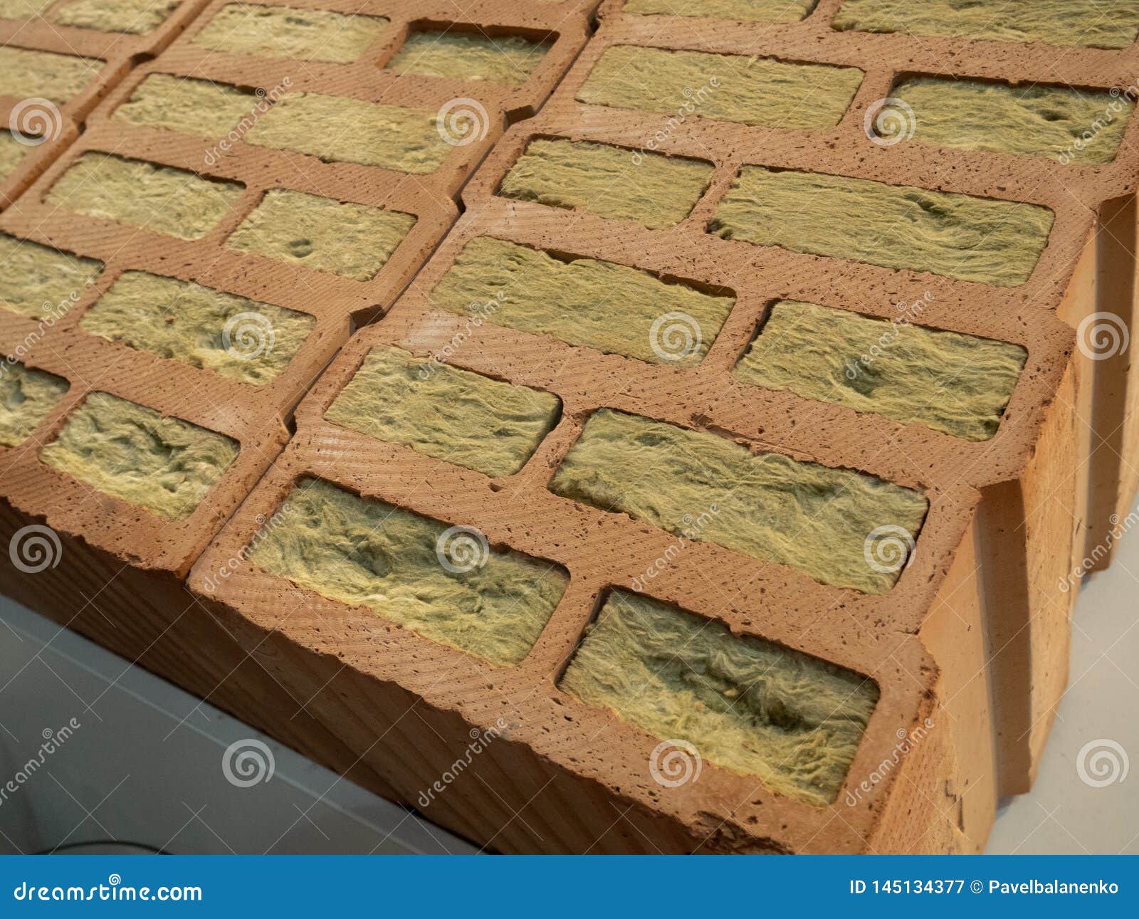 Samples of Red Hollow Bricks with Mineral Wool Insulation Stock Image ...
